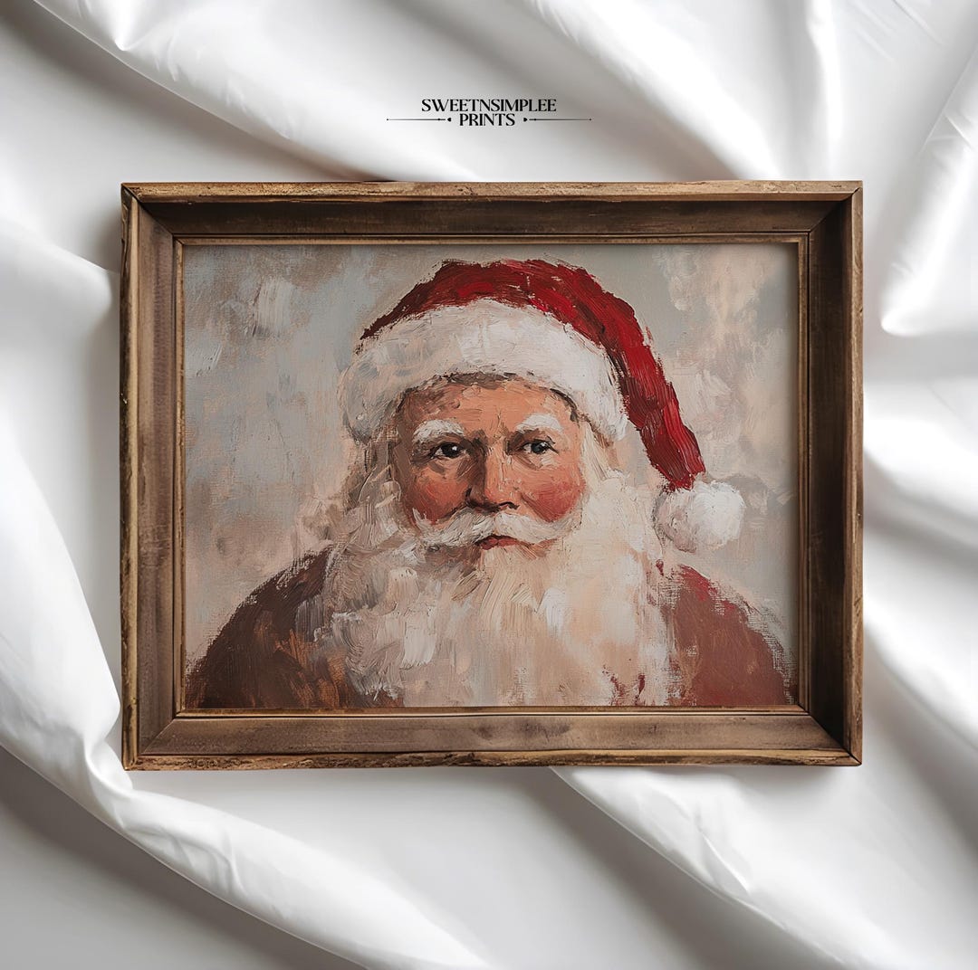 Vintage Santa Portrait Wall Art Printable Christmas Decor Rustic ...