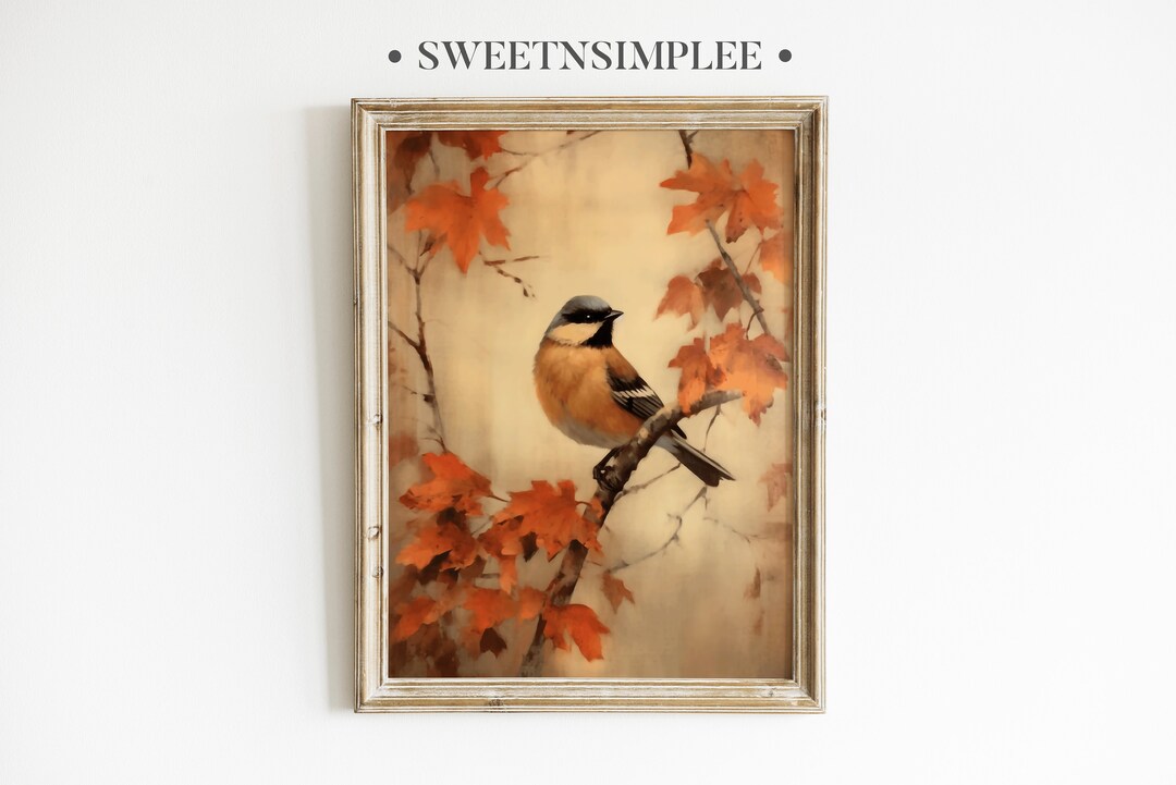 Printable Autumn's Fall Bird Art Wall Decor Vintage - Etsy