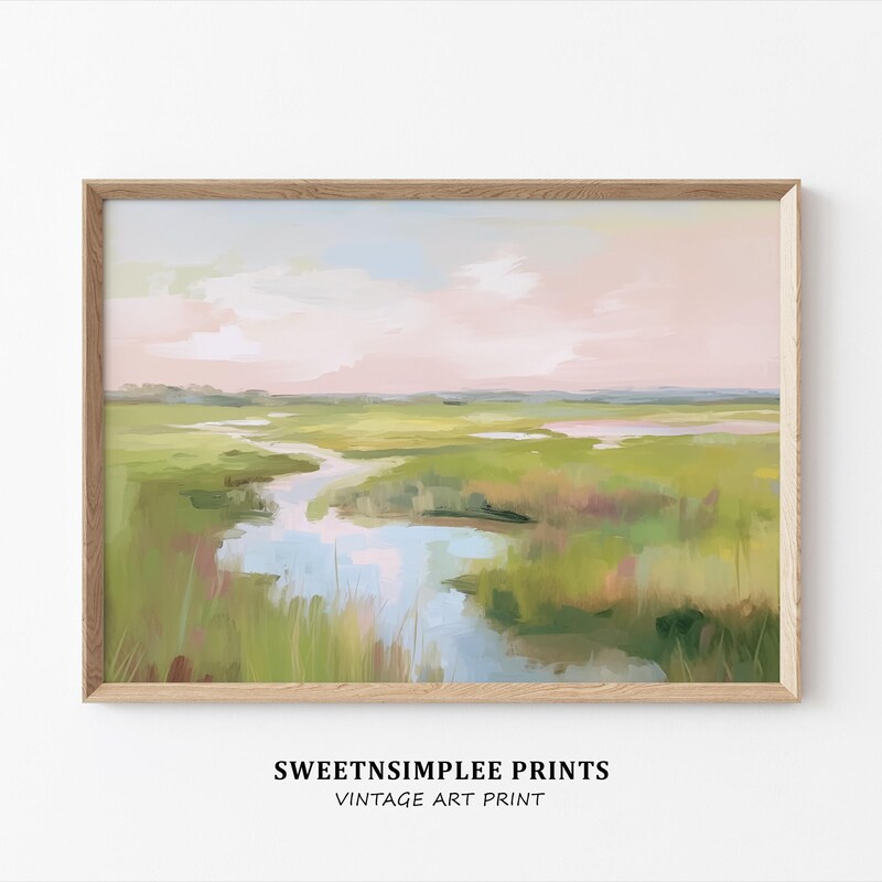 Pink Marsh Painting - Etsy