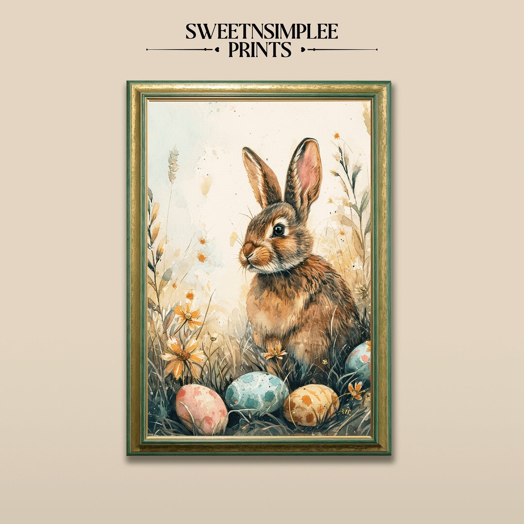 Easter Bunny Printable Art, Happy Easter Wall Art, Easter Print, Spring ...
