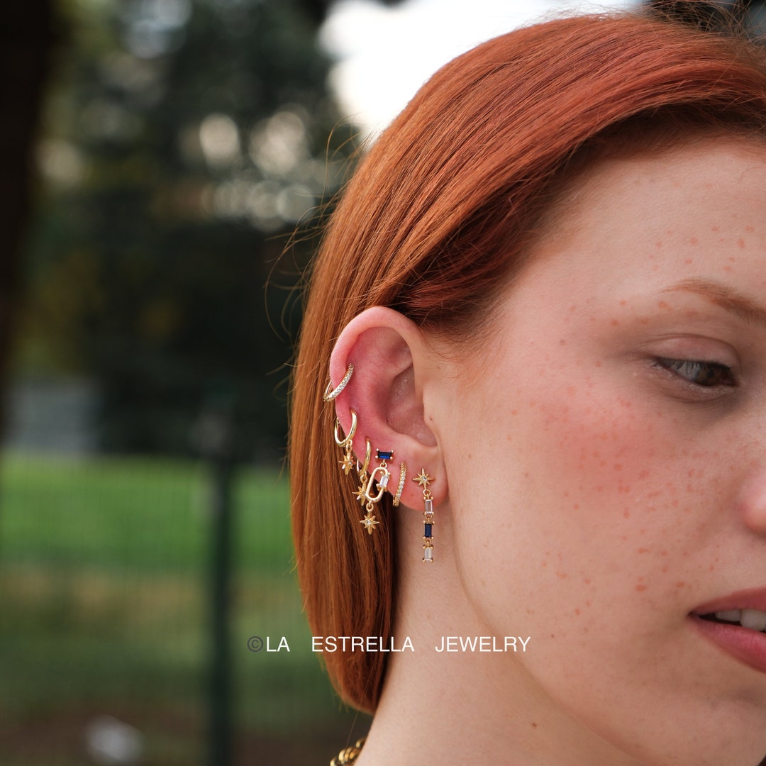 Dangle Hoop Earring Stack,star Hoop Earrings Set,gift for Her ...