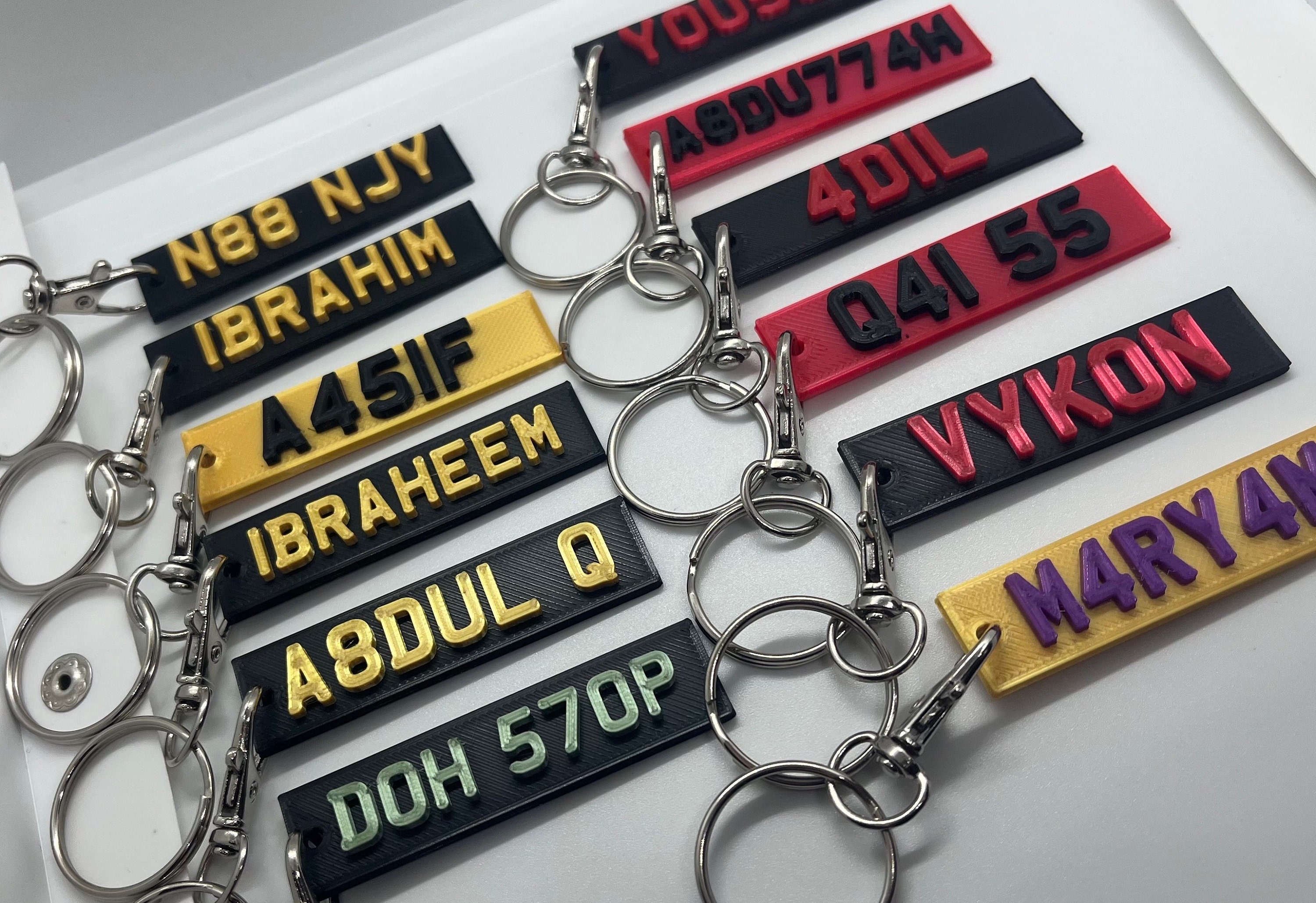 Number Plate Keyrings | 3D Printed | Personalised | Car Reg Keyring ...
