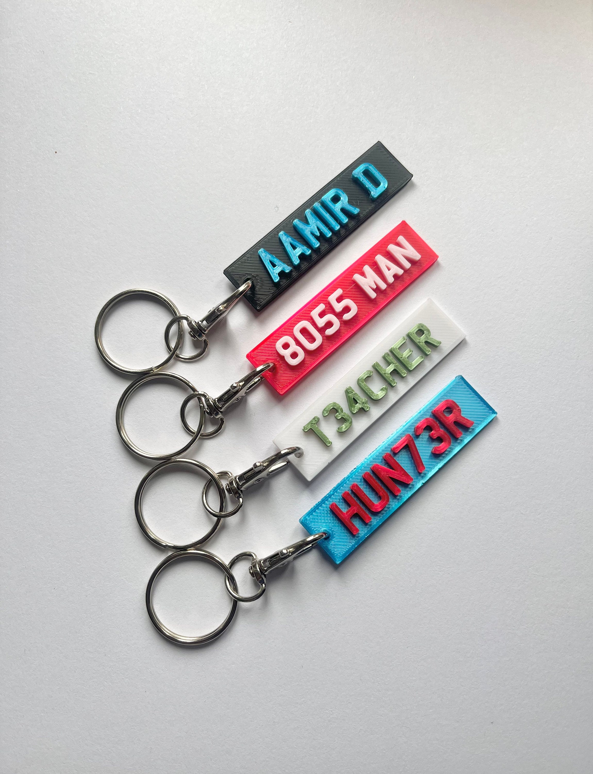 Number Plate Keyrings 3D Printed Personalised Car Reg - Etsy