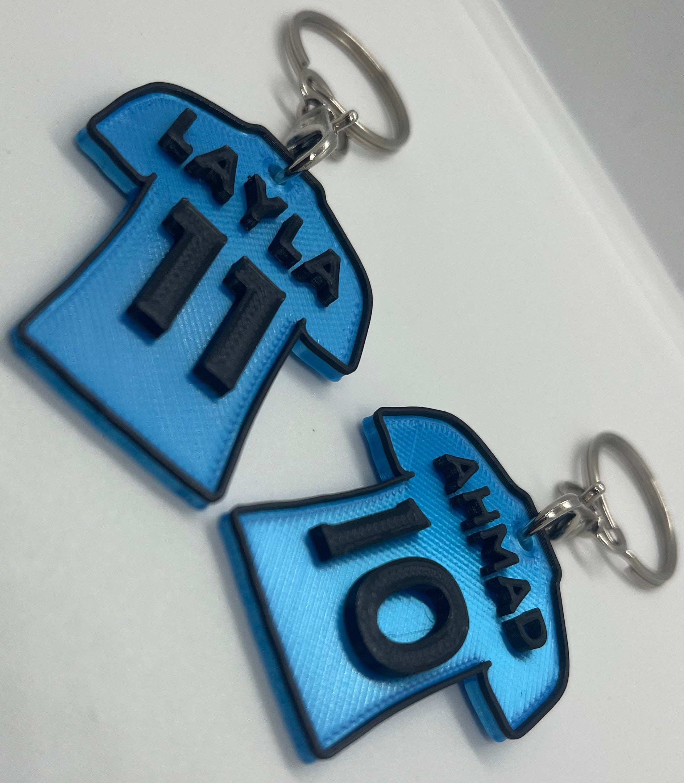 Football Shirt Keyrings 3D Printed personalised Your Shirt Your Name ...