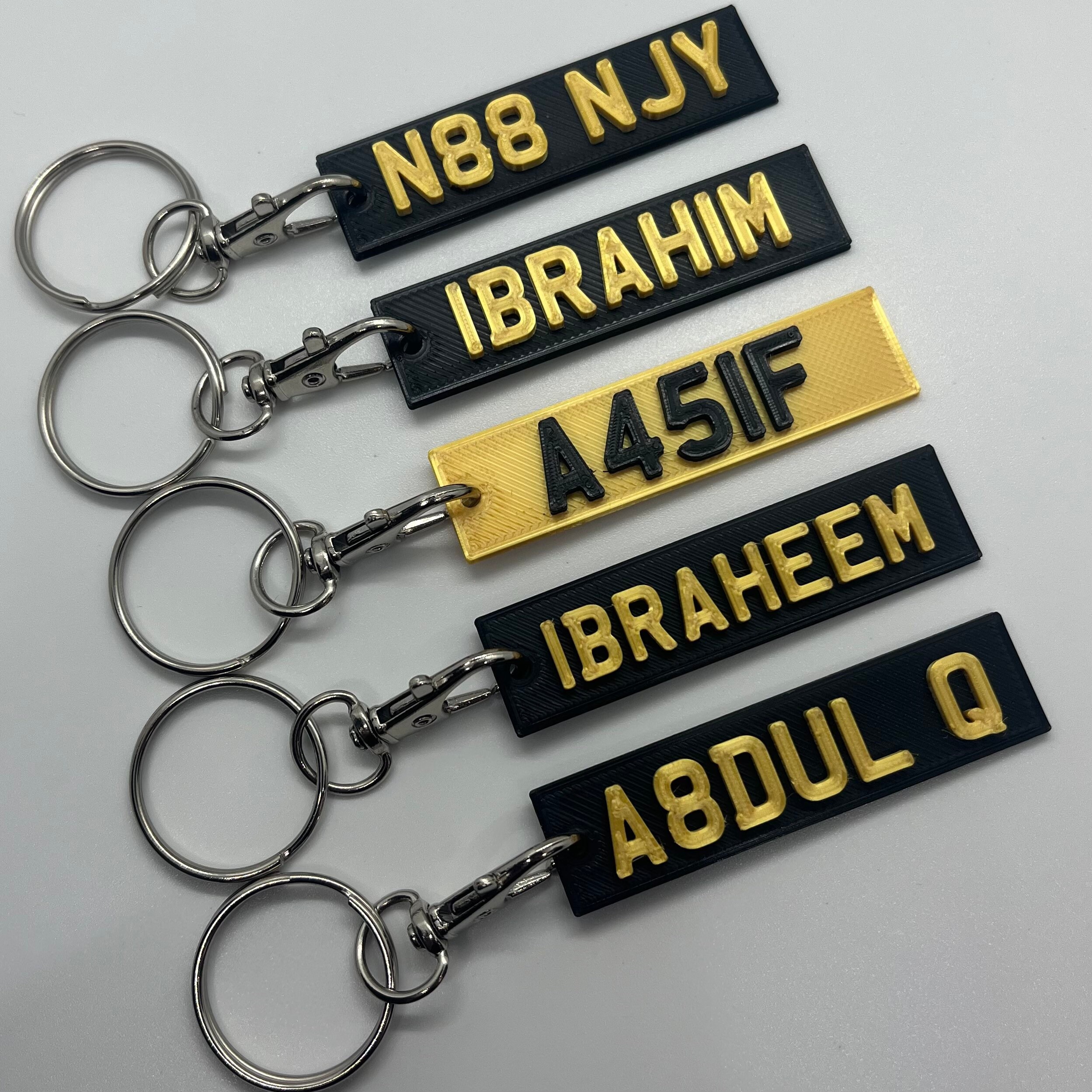 Number Plate Keyrings | 3D Printed | Personalised | Car Reg Keyring ...