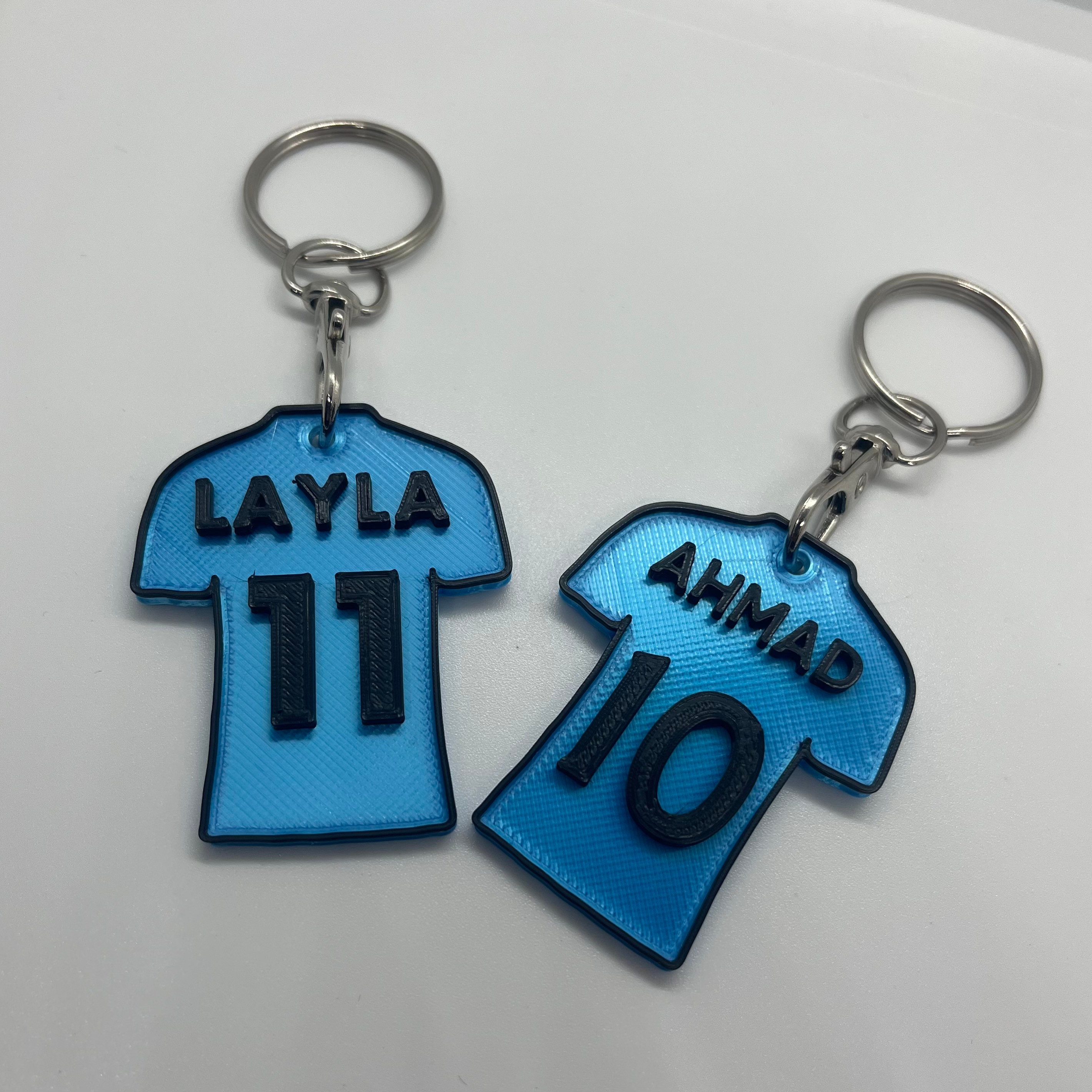 Football Shirt Keyrings 3D Printed personalised Your Shirt Your Name ...