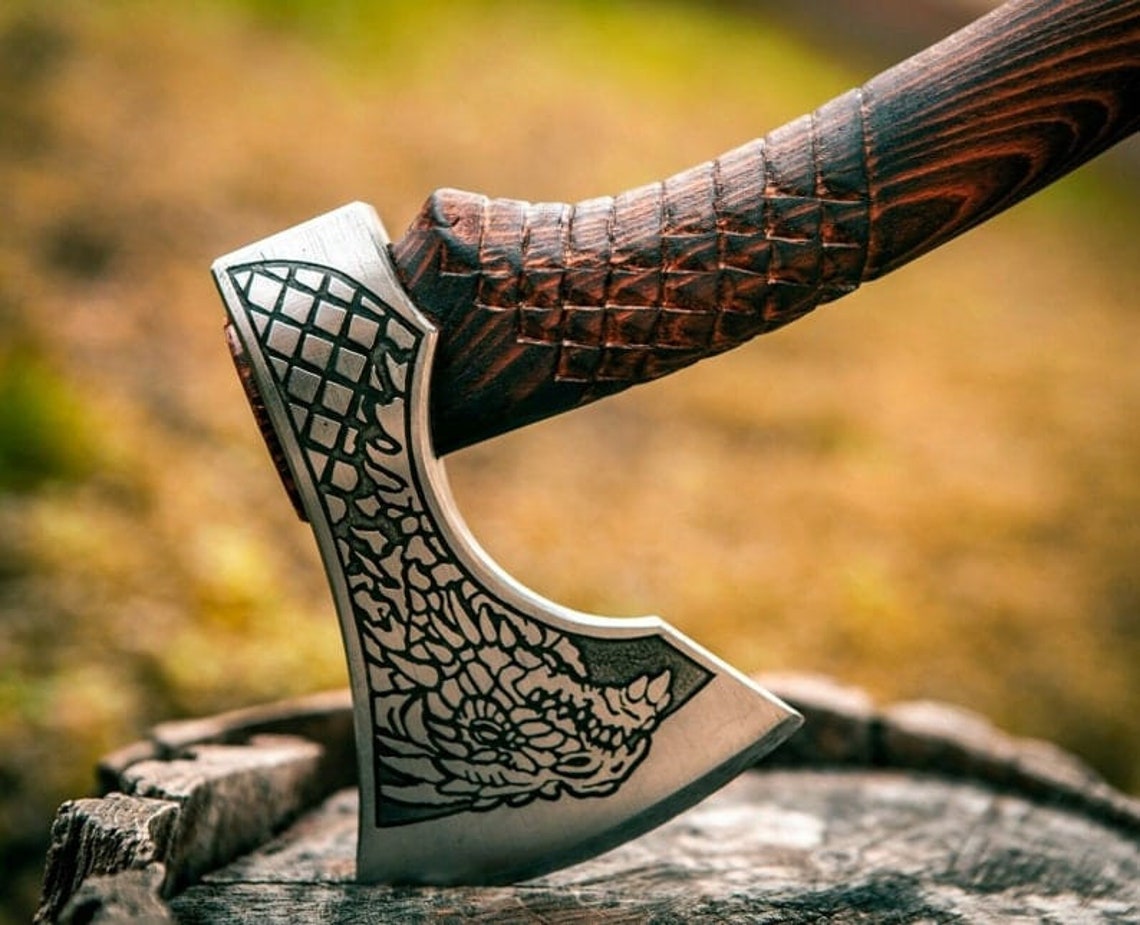 Custom Handmade Carbon Steel Dragon Axe Camping Hatchet Hand - Etsy