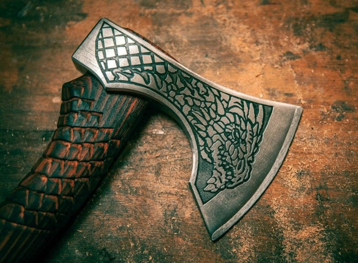 Custom Handmade Carbon Steel Dragon Axe Camping Hatchet Hand - Etsy