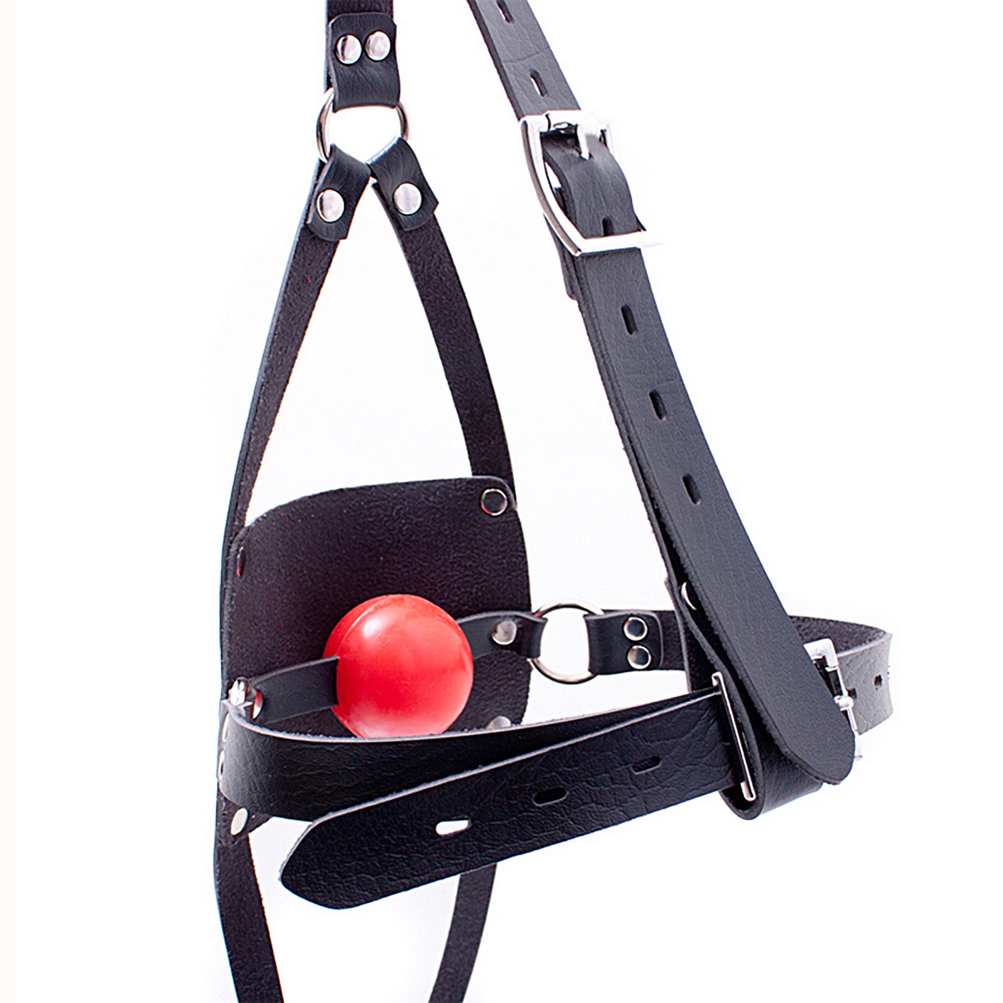 Black Genuine Leather Head Harness Panel Gag With Gag Ball - Etsy Canada