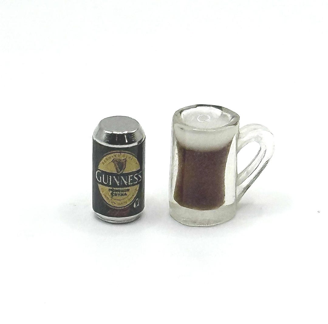 Dollhouse Miniature Beer Stout Set of Pint and Can - Etsy