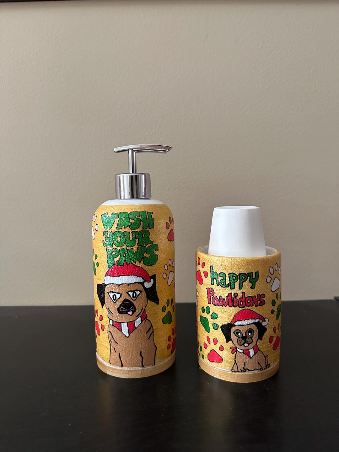 Pug Themed Soap Dispenser and Disposable Cup Holder. - Etsy