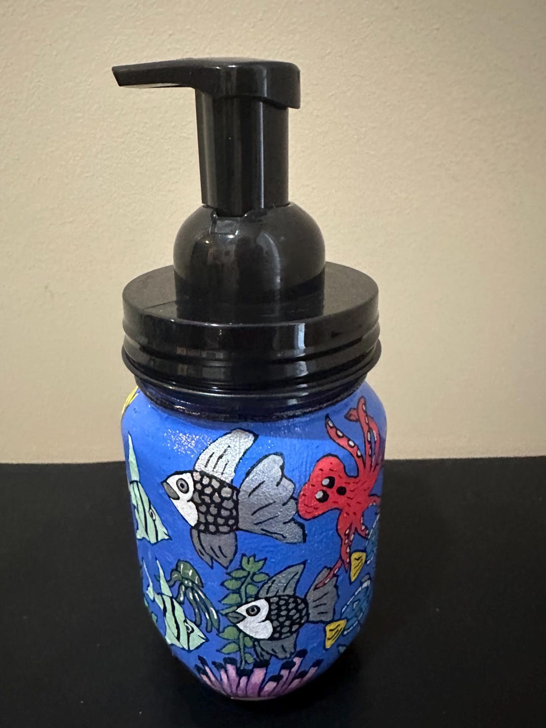 Hand-painted Glass Foaming Soap Dispenser. Beach/ocean Theme - Etsy