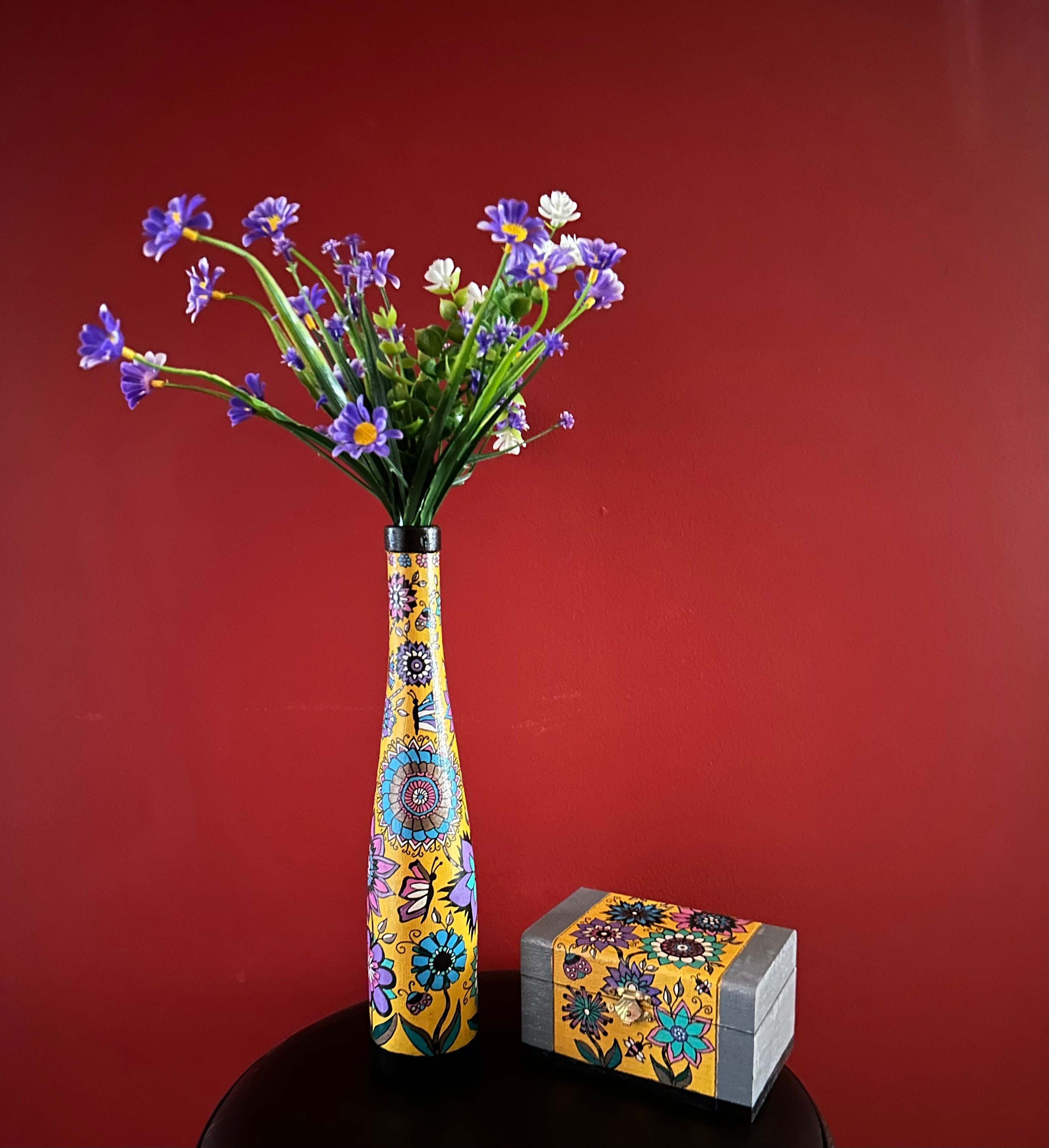 Floral Glass Vase and Matching Decor Box. Free Shipping. - Etsy