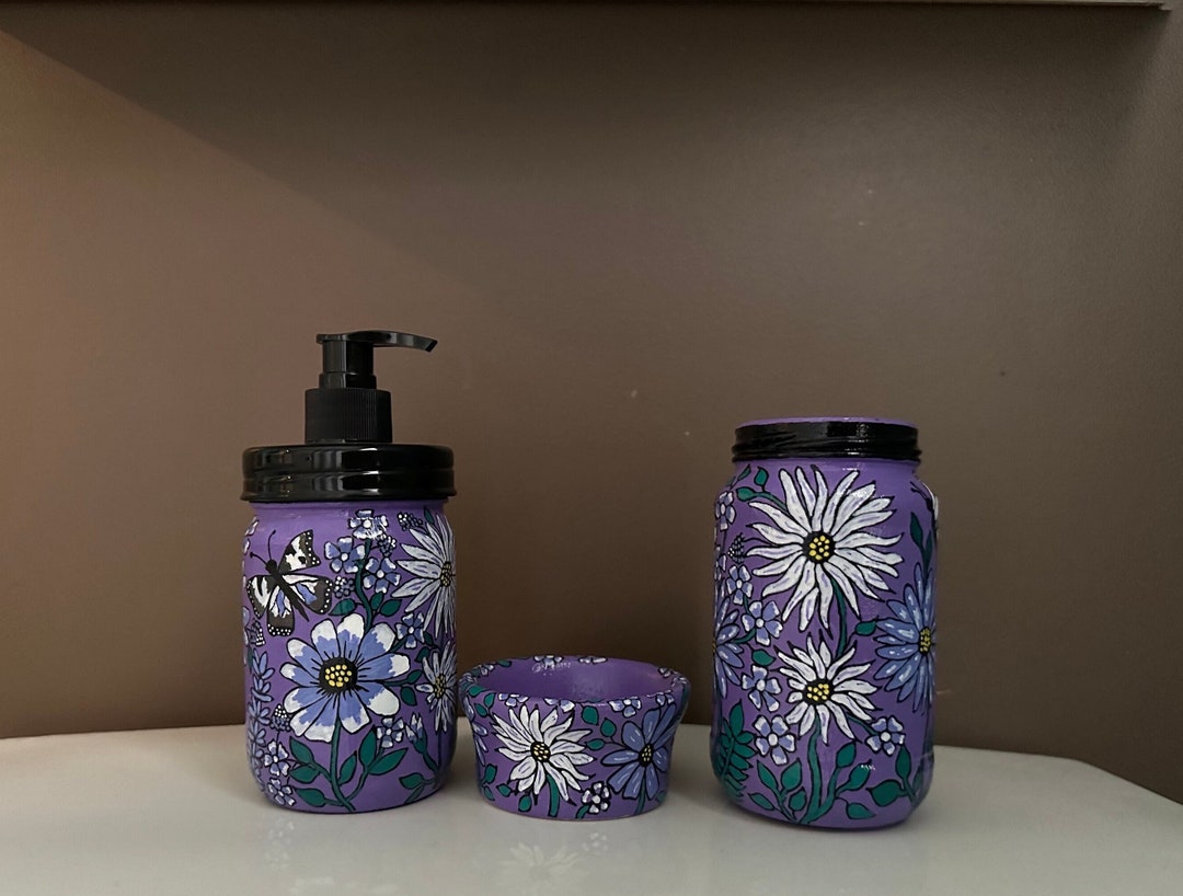Three Piece Floral Bathroom Set. - Etsy