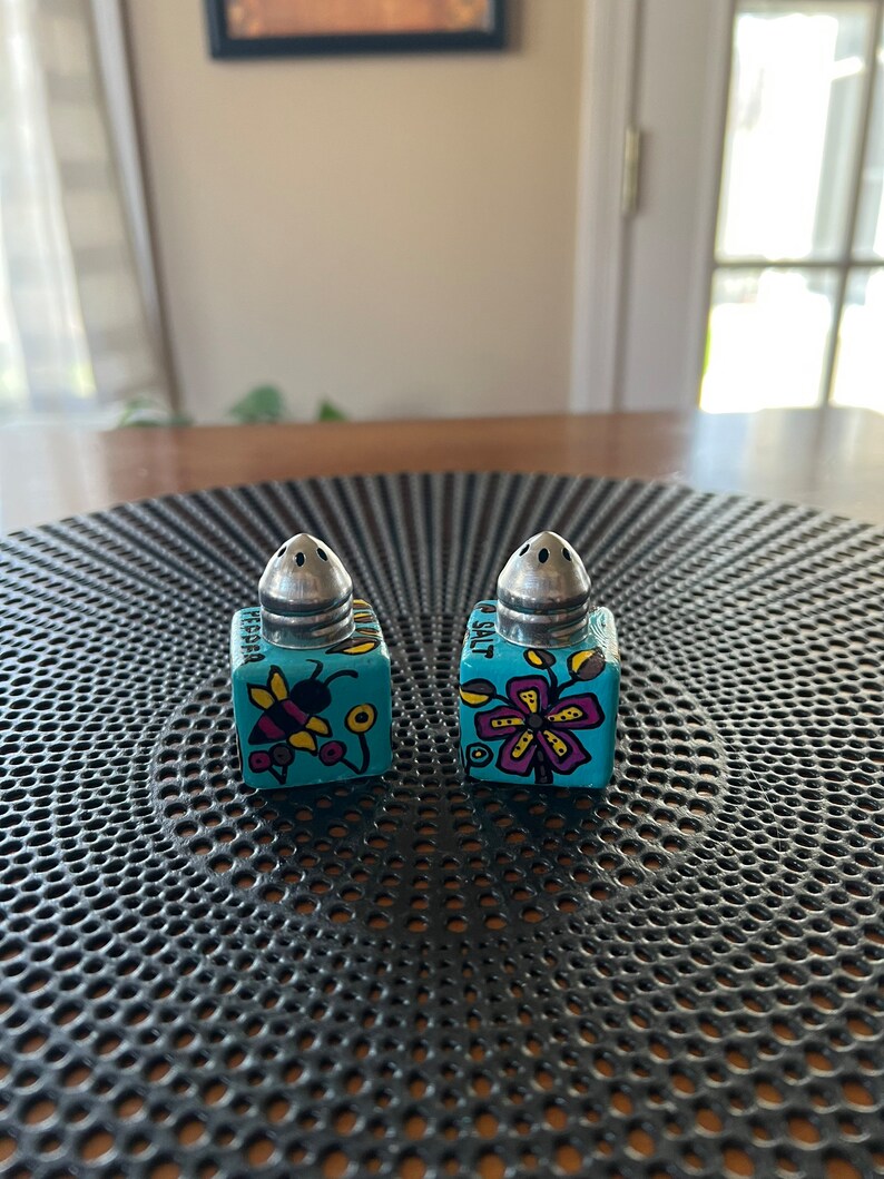 Hand-painted Mini Salt and Pepper Shakers. - Etsy