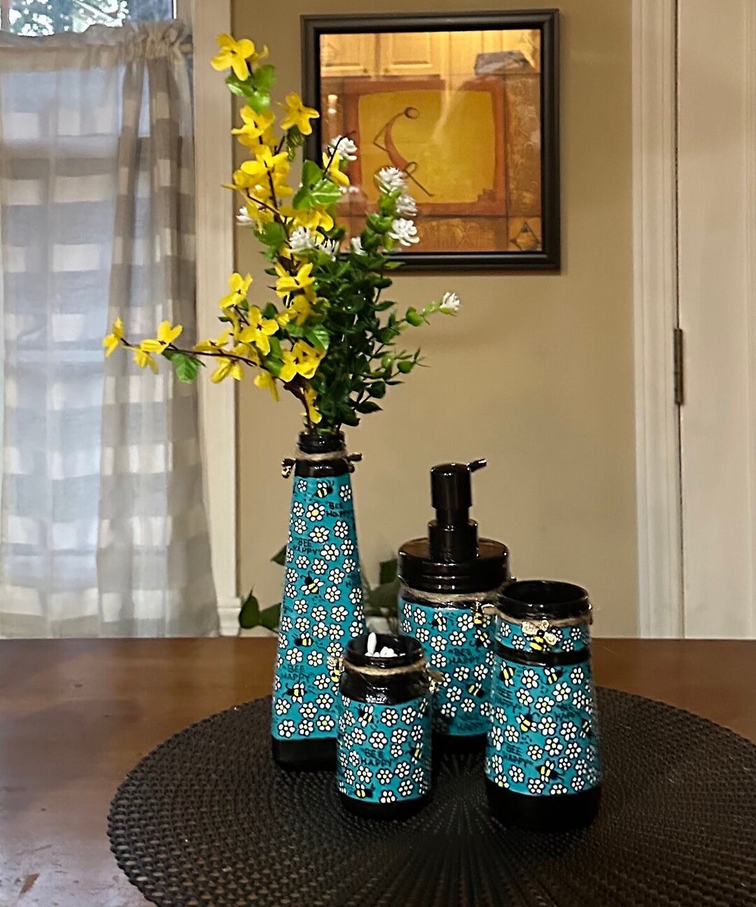 Hand-painted Bee Themed 4 Piece Bathroom Set. - Etsy