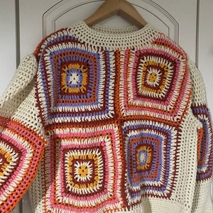 Granny Square Sweater, Knit Sweater, Patchwork Sweater, Colorful ...