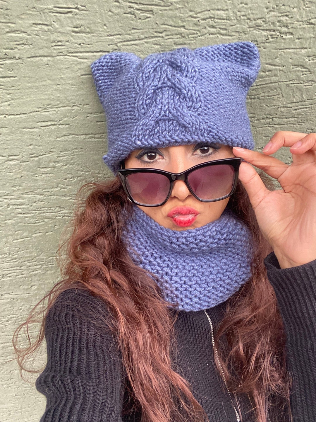 Cat Ear Beanie, Cat Ears Hat, Beanie, Oversize Crochet Scarf, Cat Ears ...