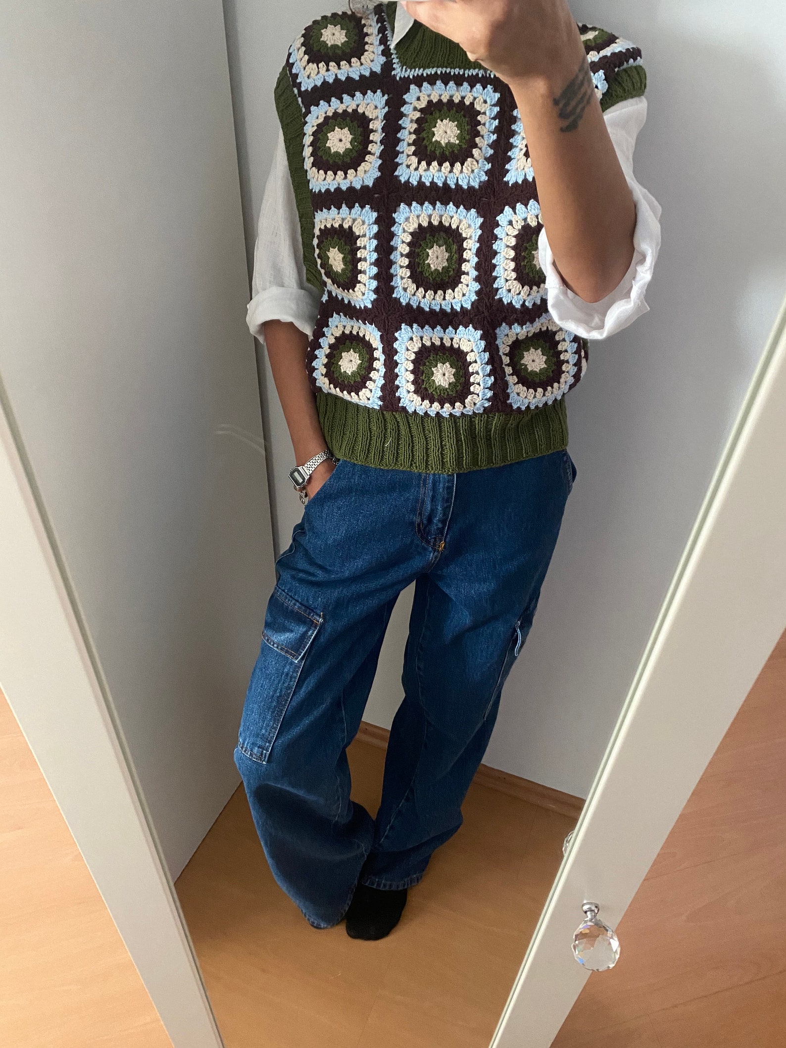 Granny Square Vest Vintage Quilted Waistcoat Sweater Vest - Etsy