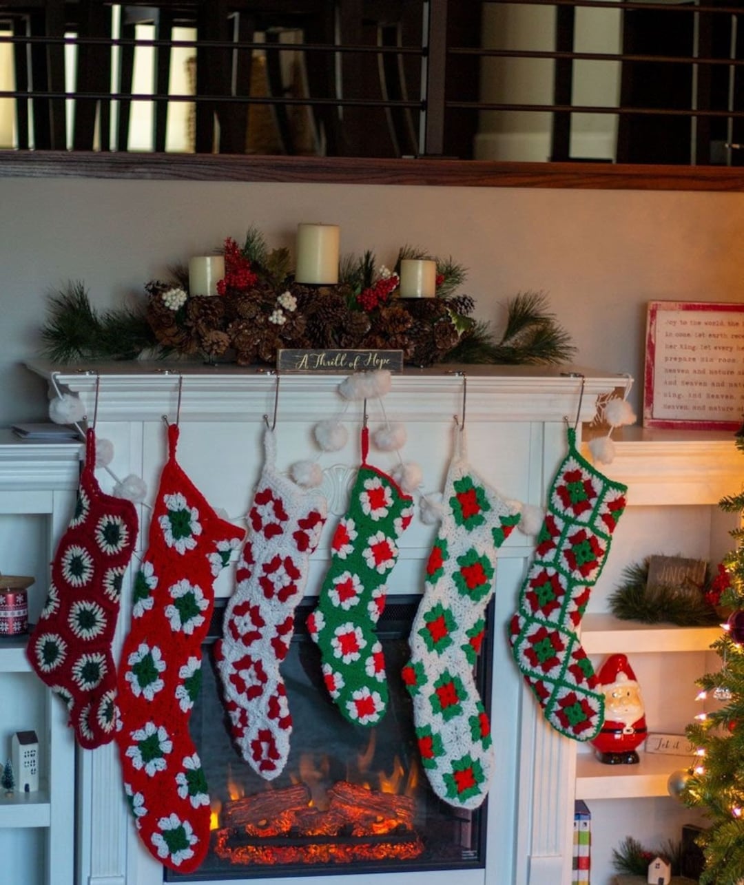 Knit Christmas Stocking, Hand Knit Christmas Stocking, Unique Christmas ...