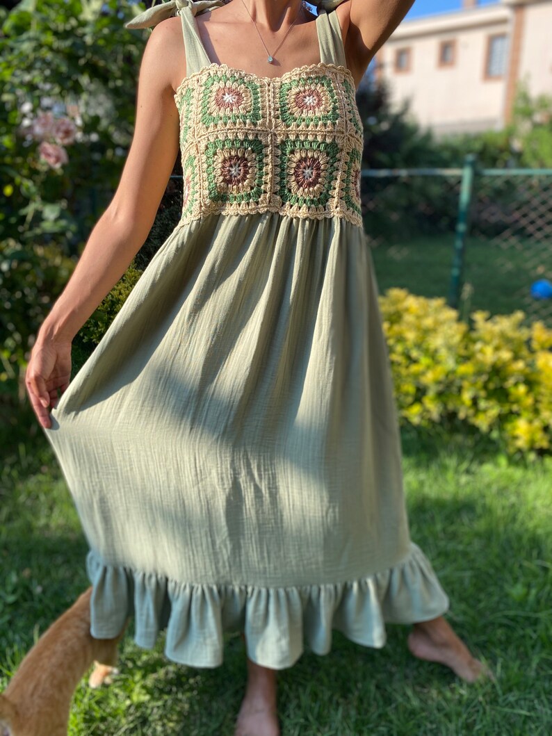 Muslin Dress Hand Knit Dress Plus Size Maxi Skirt Linen - Etsy