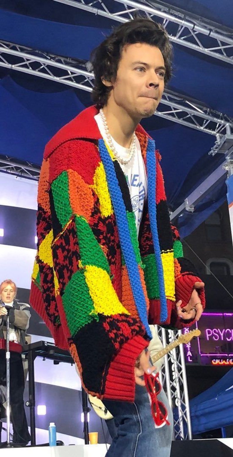 Harry Styles Cardigan Mens Cardigan Colorful Cardigan - Etsy