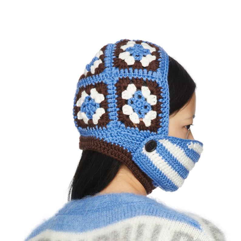 Granny Square Hat Balaclava Face Mask Knitted Hat Scarf - Etsy
