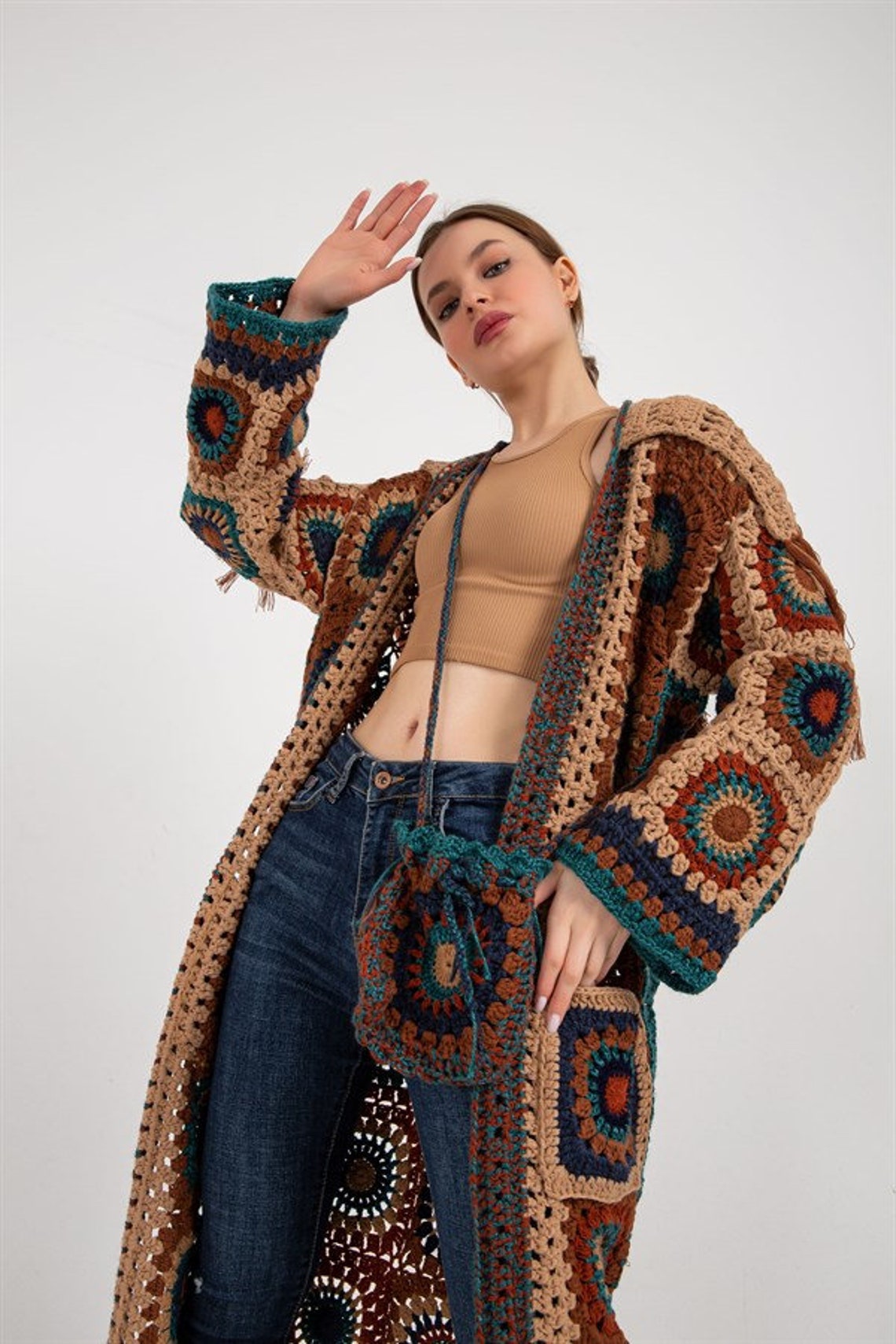 Granny Square Cardigan Long Cardigan for Women Granny Square - Etsy