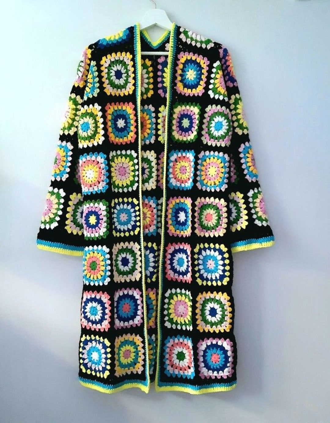 Granny Square Cardigan, Long Cardigan for Women, Granny Square Coat ...