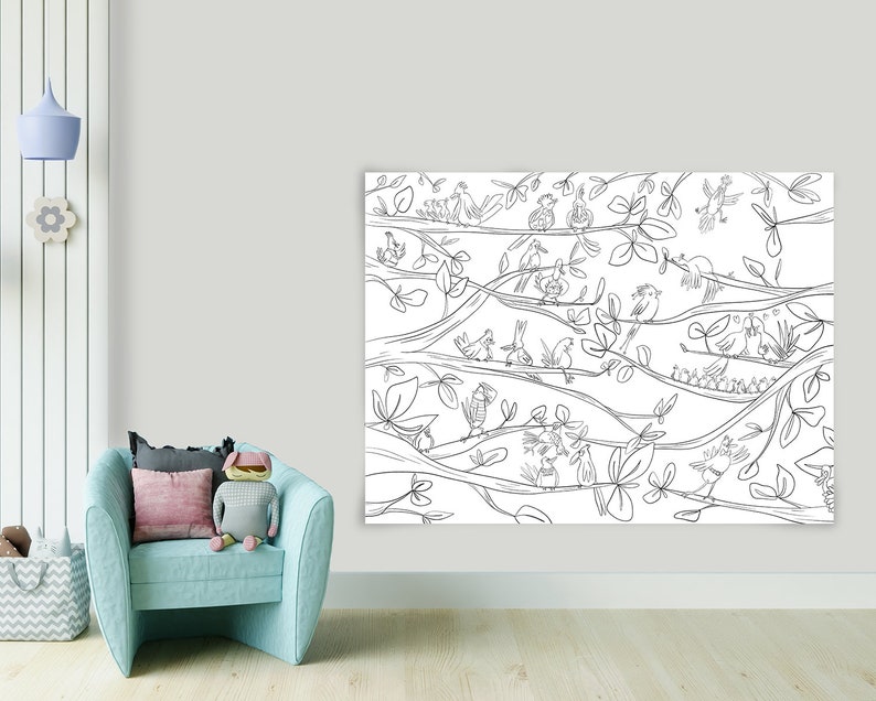 Giant Coloring Poster / Bird Coloring / Creative Coloring Page / Large ...