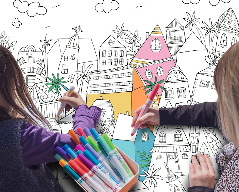 Giant Coloring Poster / Houses Coloring / Creative Coloring Page ...