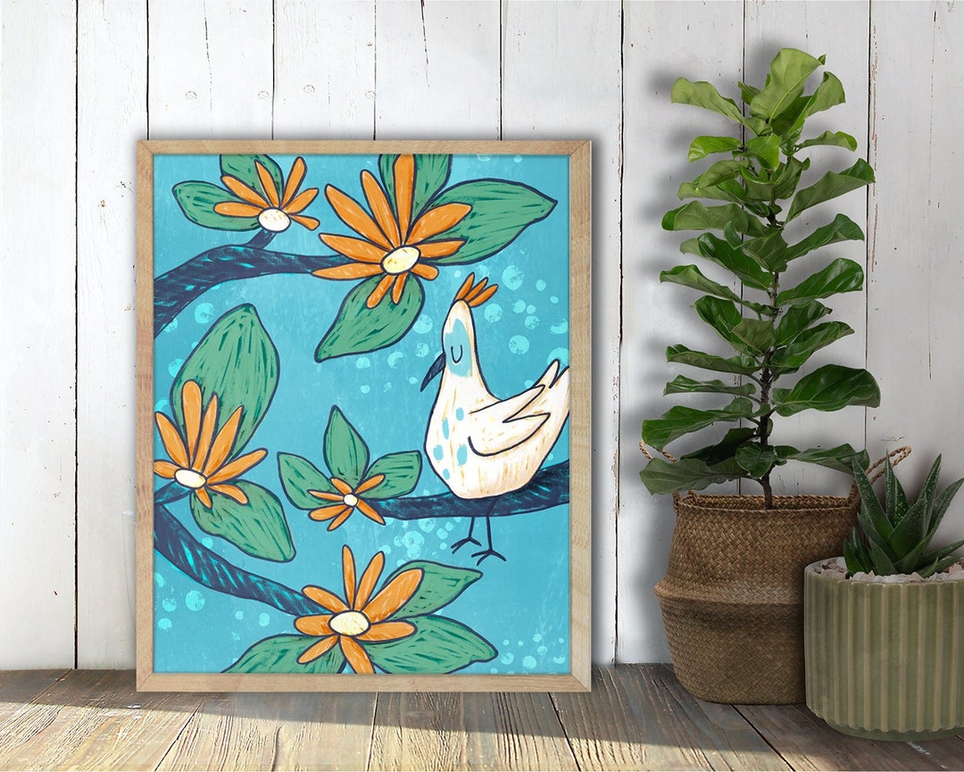 Wall Art Print Branching Out / Digital Art Print / Funny Bird ...