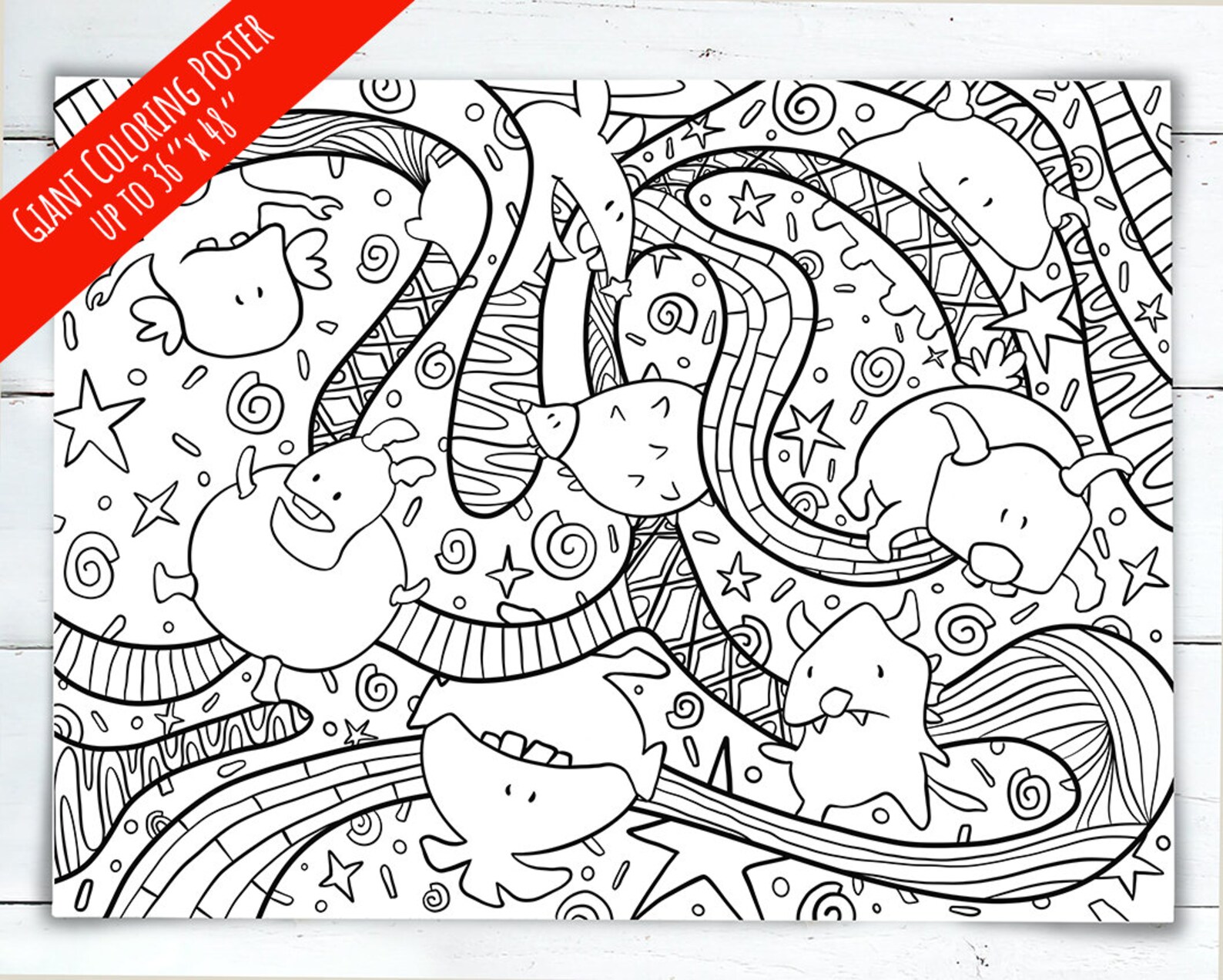 Giant Coloring Poster / Monster Coloring / Creative Coloring Page ...