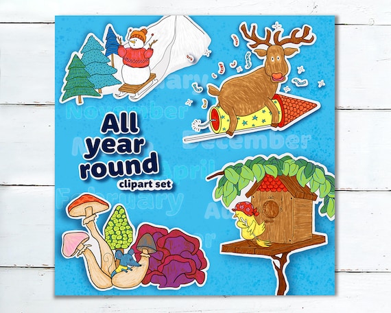 Month Clipart Set / Graphics Bundle / PNG Files / Stickers for - Etsy