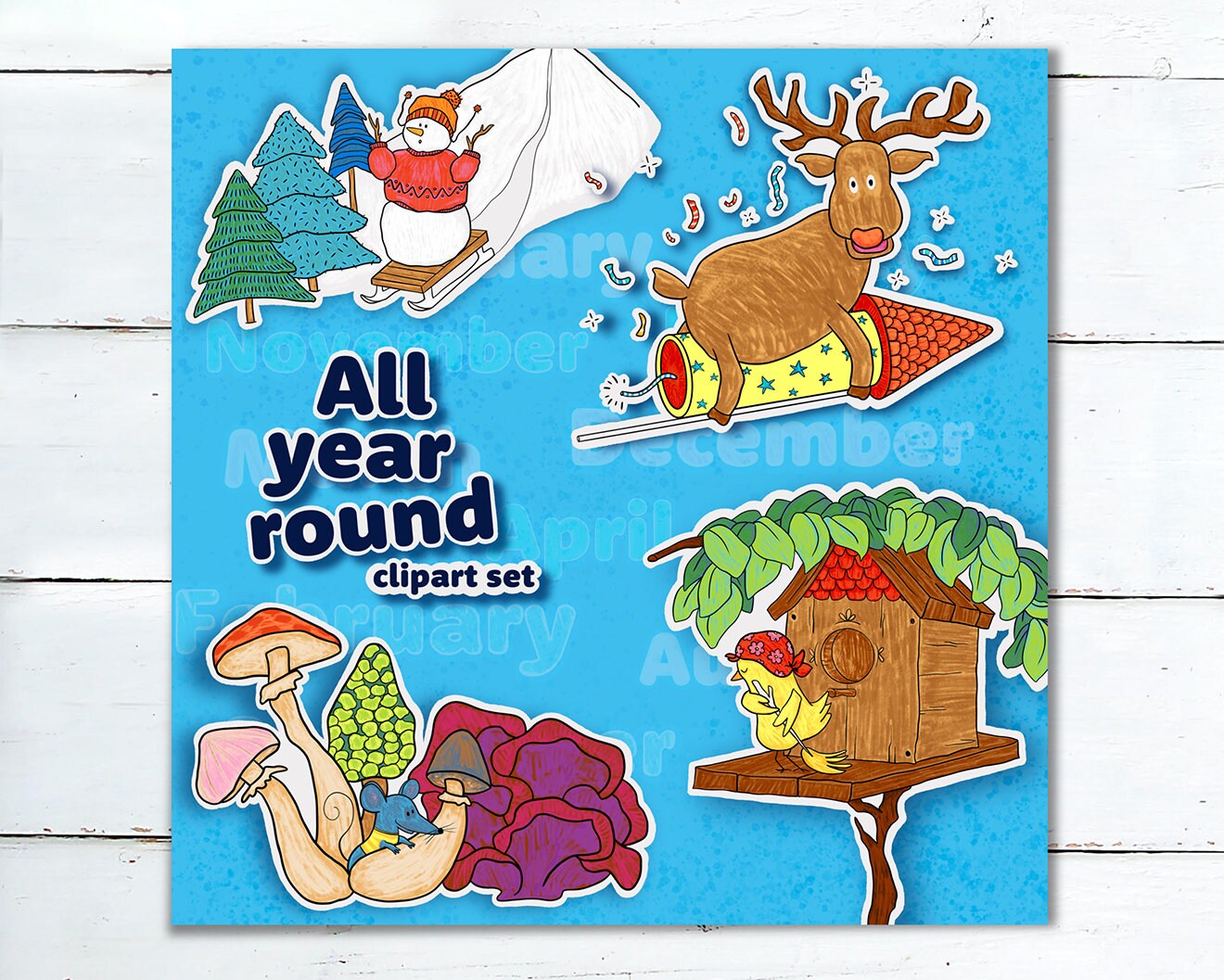 Month Clipart Set / Graphics Bundle / PNG Files / Stickers for Kid ...