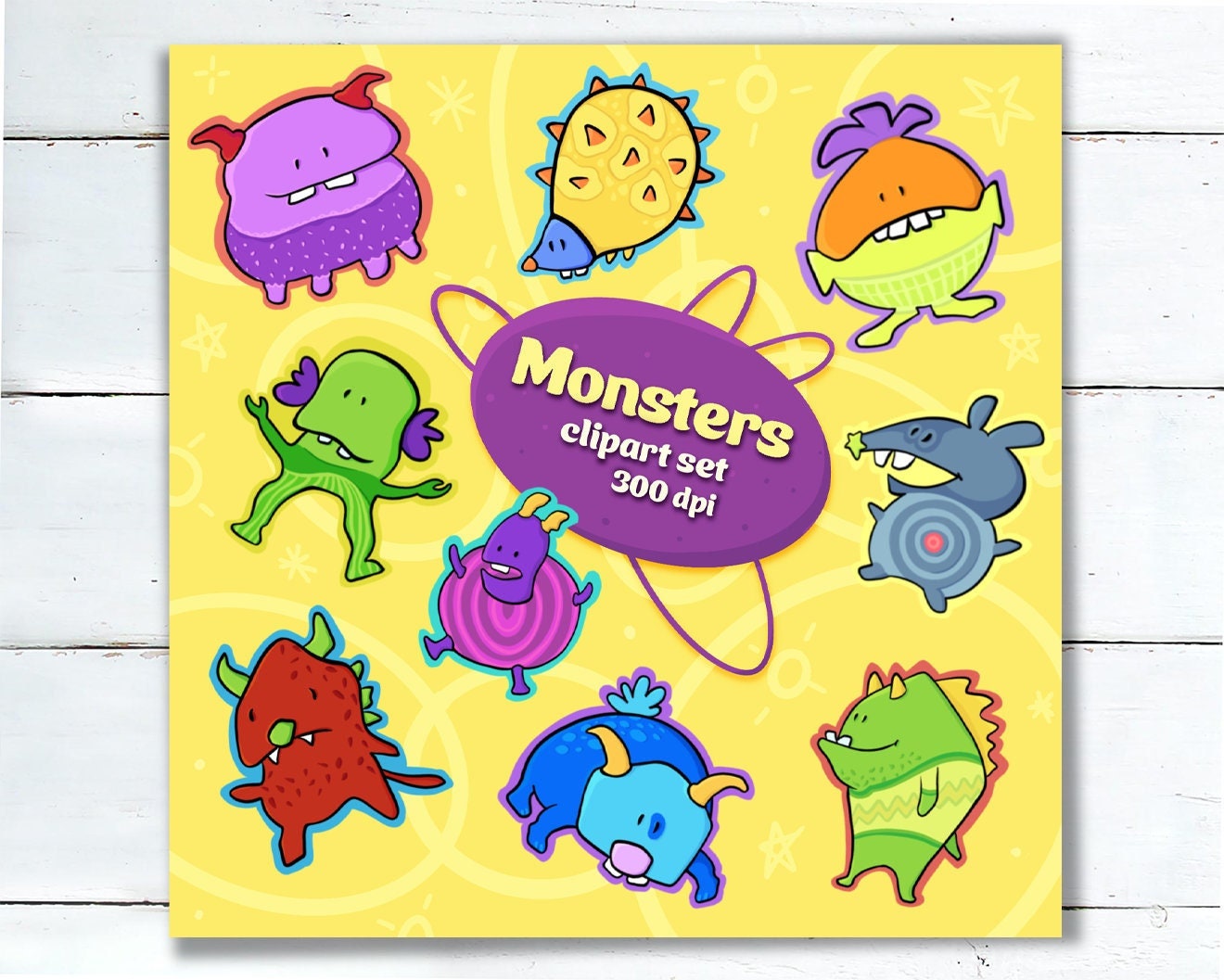 Monsters Clipart Set / Graphics Bundle / PNG Files / Stickers for Kid ...