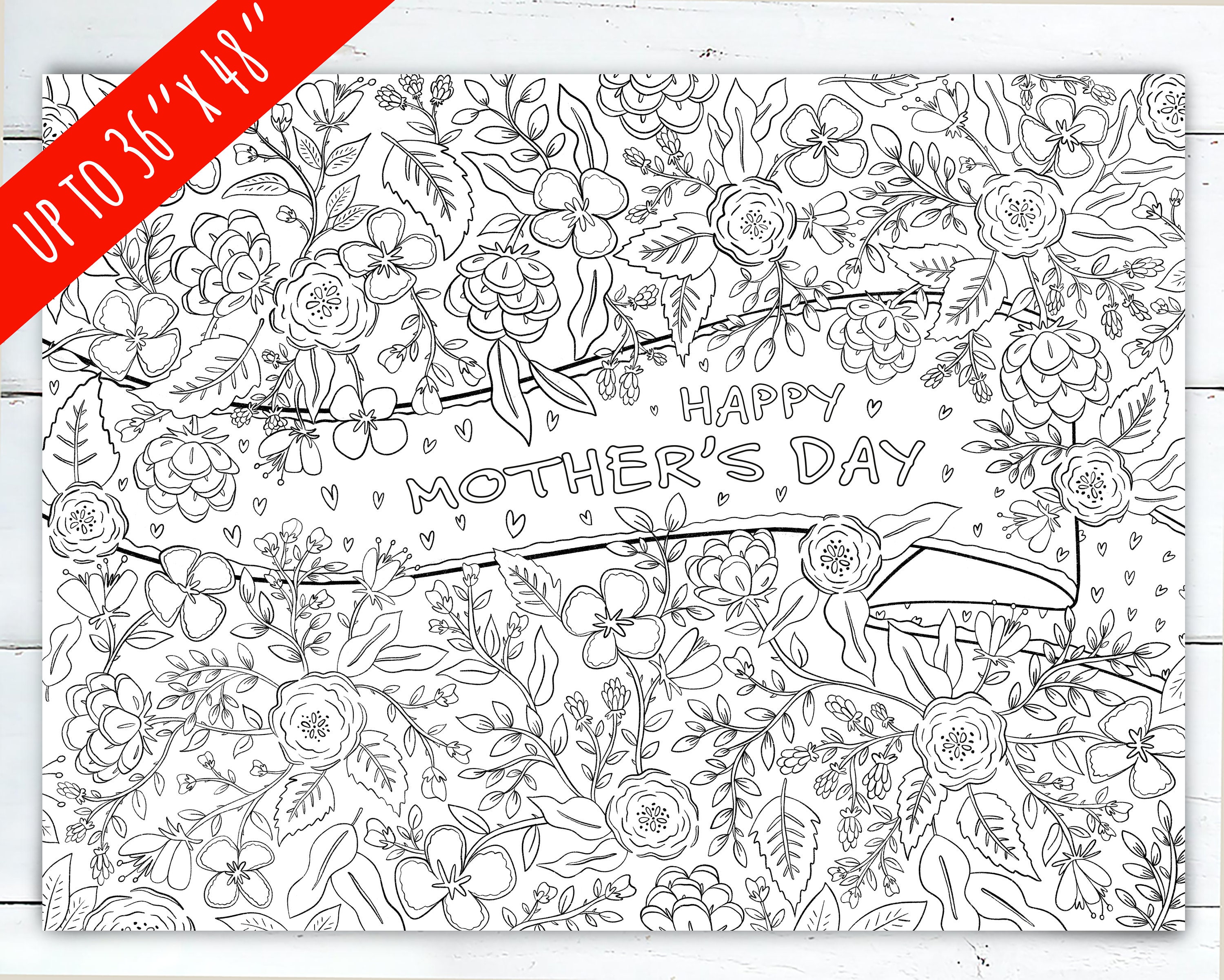 Personalized Coloring Poster / Flowers Coloring / Custom Message ...