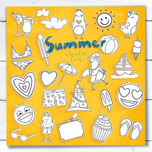 Summer Clipart Set / Graphics Bundle / PNG Files / Stickers / Digital ...
