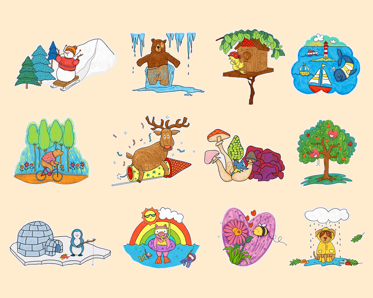 Month Clipart Set / Graphics Bundle / PNG Files / Stickers for Kid ...