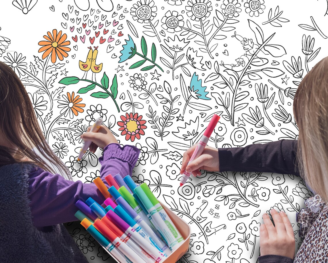 Giant Coloring Poster / Flowers Coloring / Creative Coloring Page ...