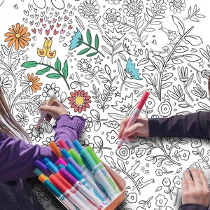 Giant Coloring Poster / Flowers Coloring / Creative Coloring Page ...