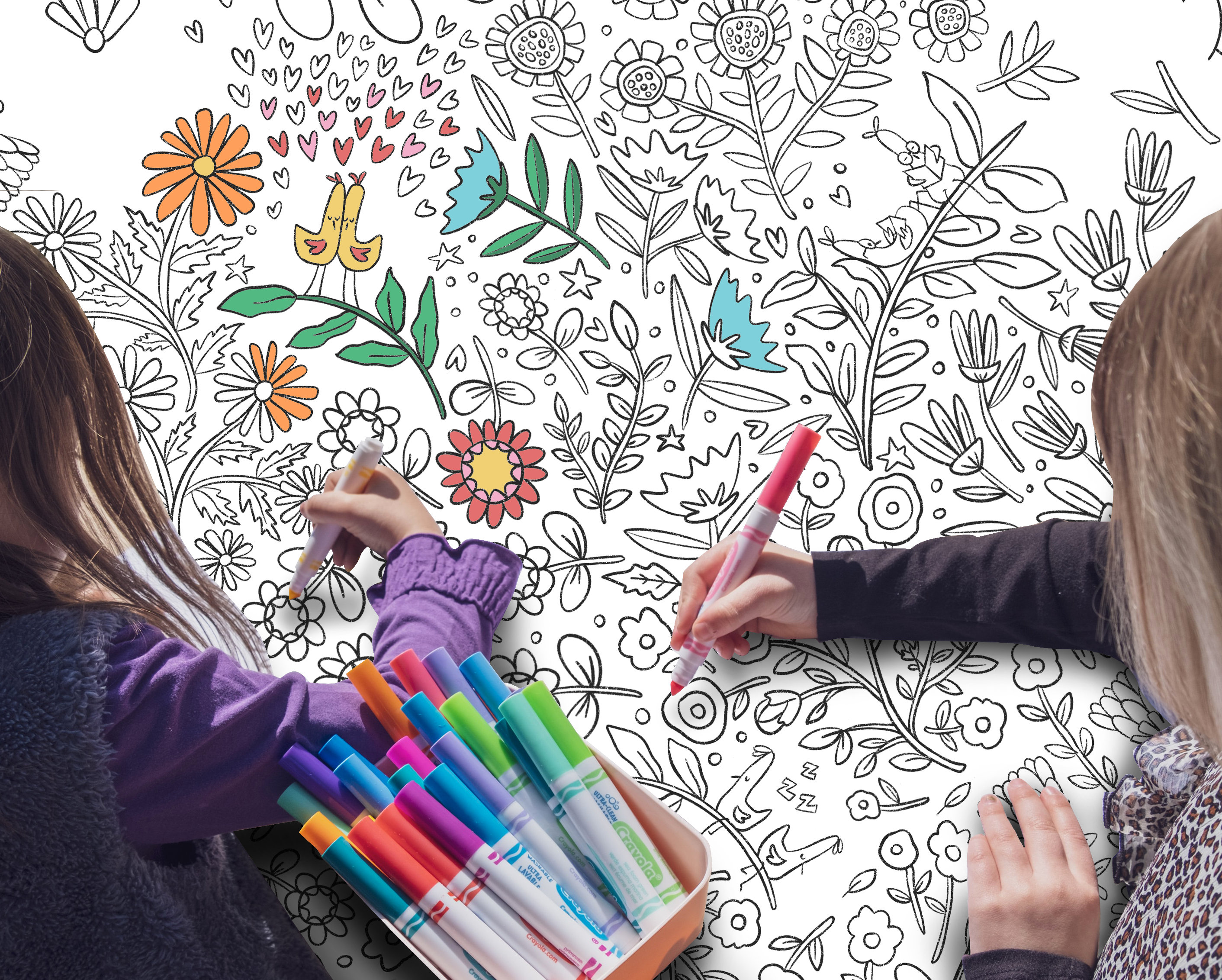 Giant Coloring Poster / Flowers Coloring / Creative Coloring Page ...