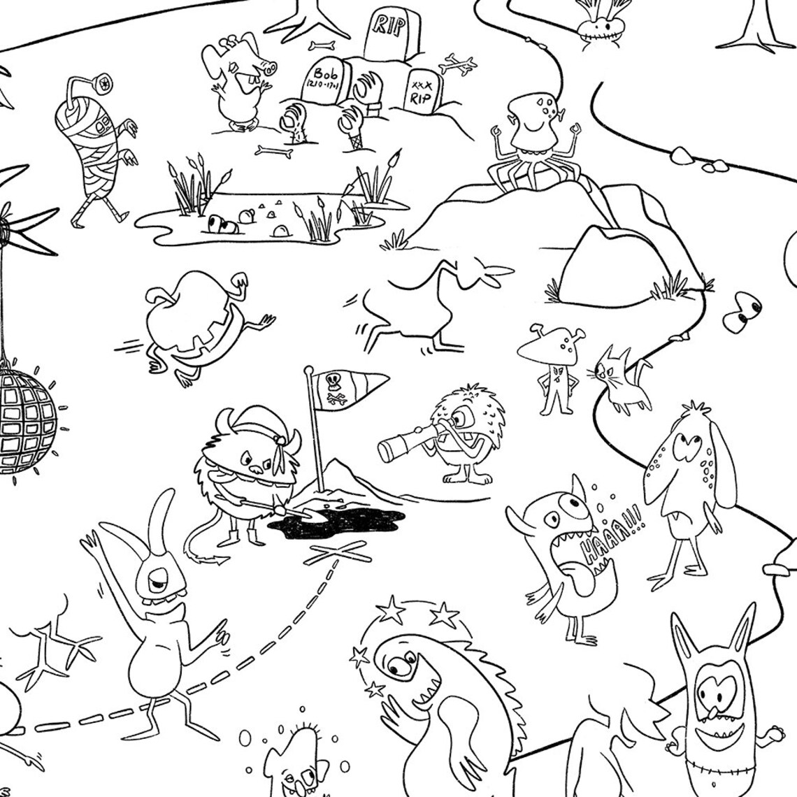 Giant Coloring Poster / Creative Coloring Page / Halloween Coloring ...