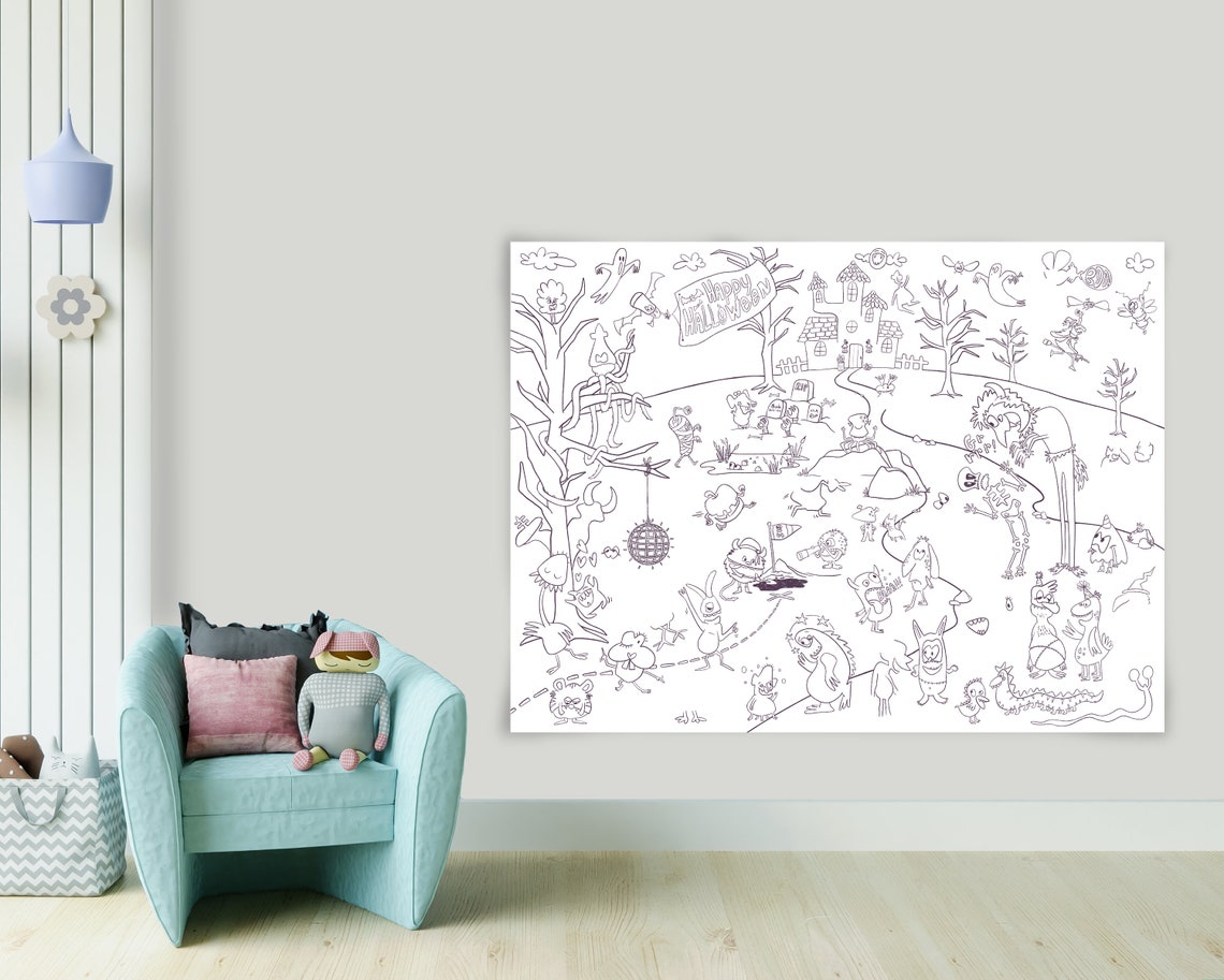 Giant Coloring Poster / Creative Coloring Page / Halloween Coloring ...