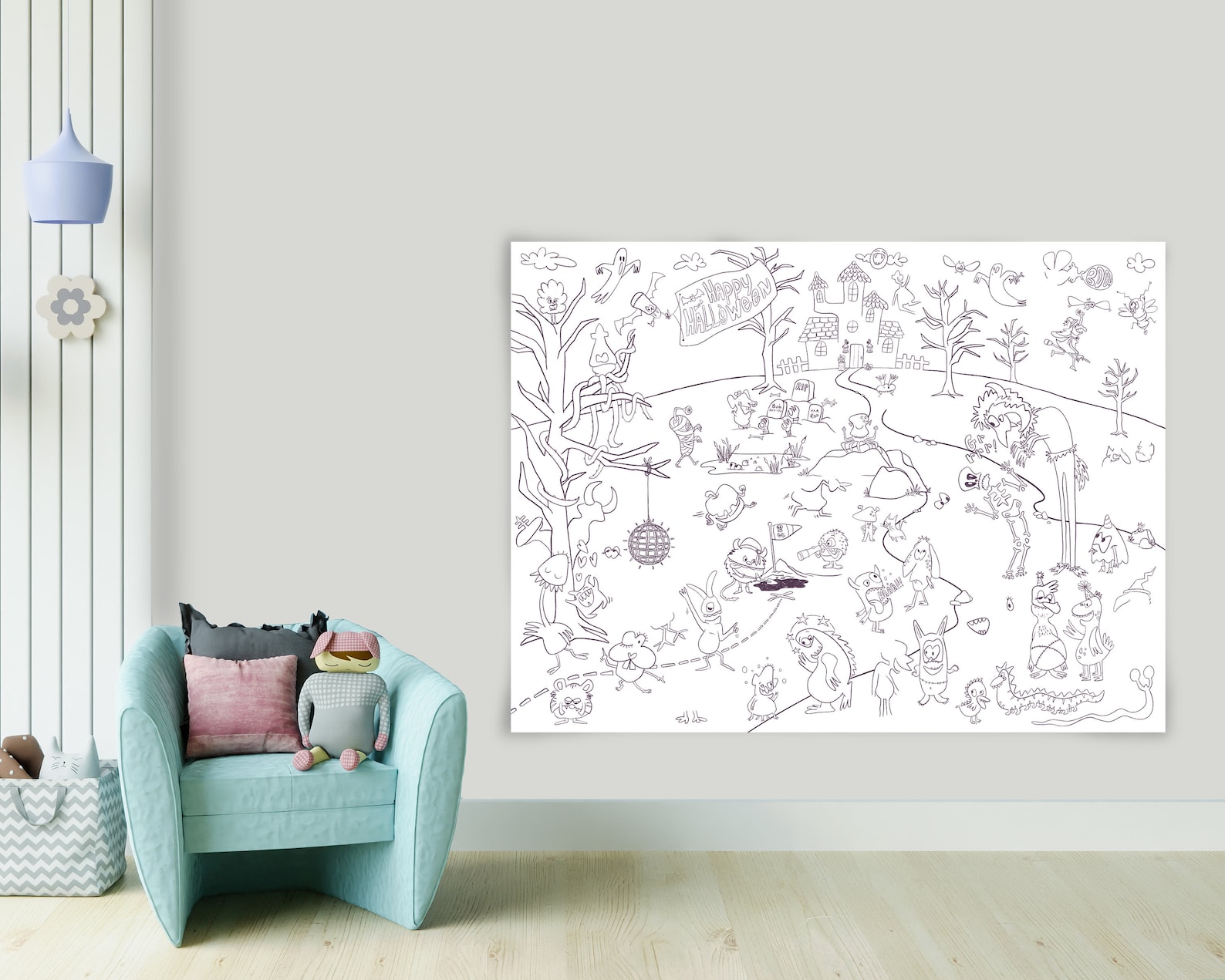 Giant Coloring Poster / Creative Coloring Page / Halloween Coloring ...