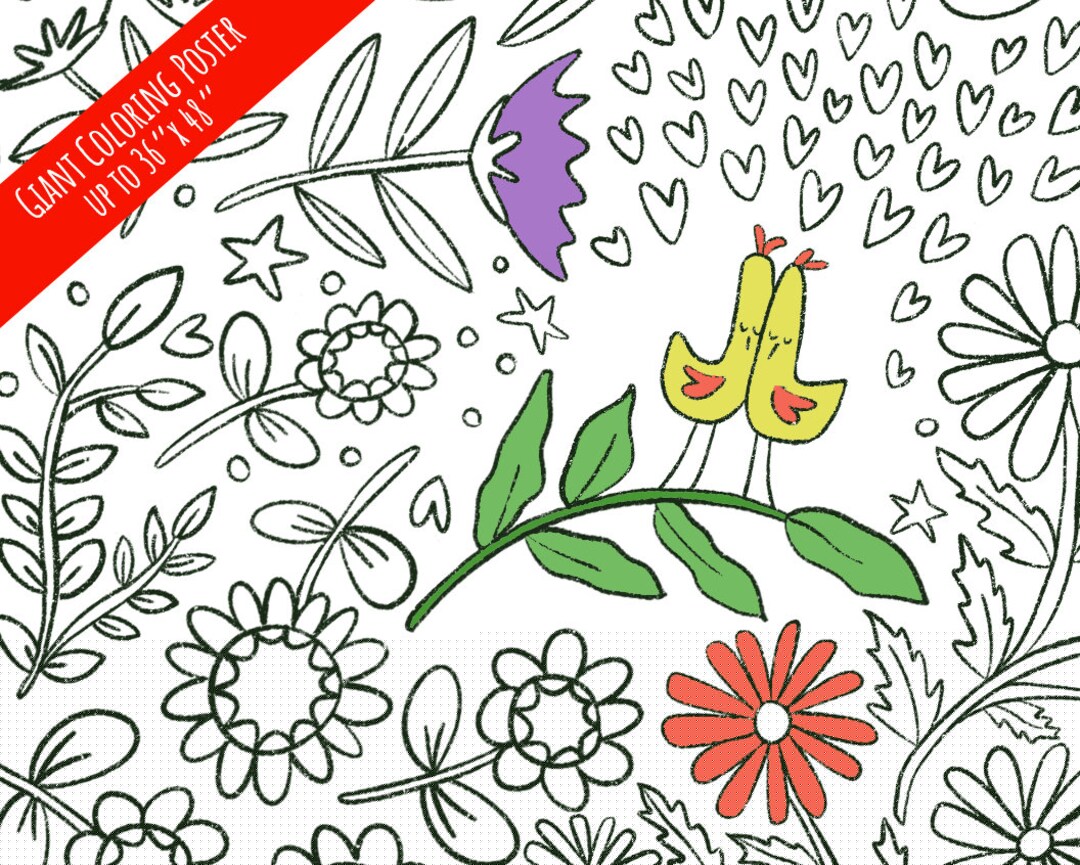 Giant Coloring Poster / Flowers Coloring / Creative Coloring - Etsy