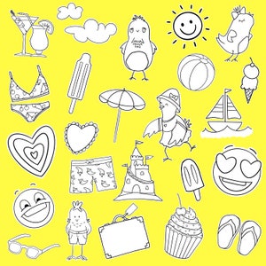 Summer Clipart Set / Graphics Bundle / PNG Files / Stickers / Digital ...