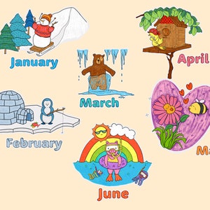 Month Clipart Set / Graphics Bundle / PNG Files / Stickers for Kid ...