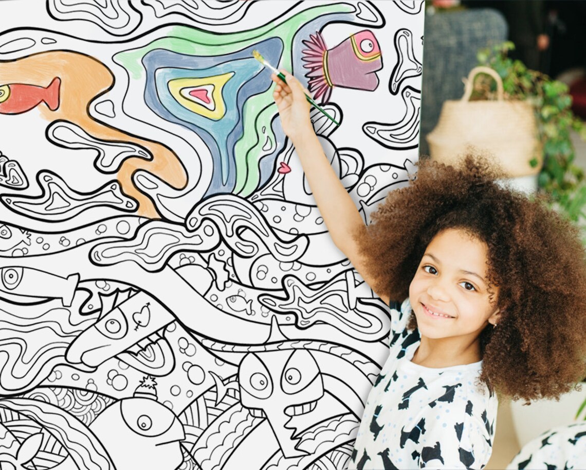 Giant Coloring Poster / Flowers Coloring / Creative Coloring - Etsy
