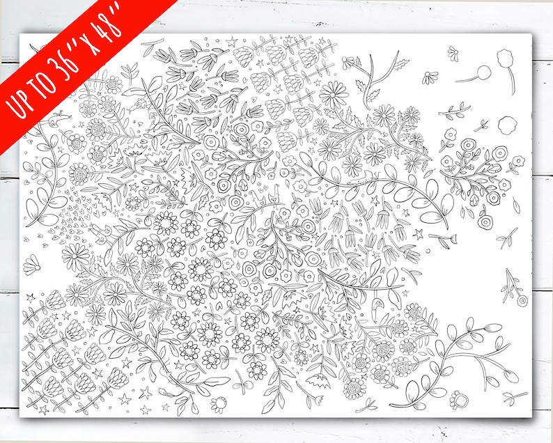 Giant Coloring Poster / Flowers Coloring / Creative Coloring Page ...